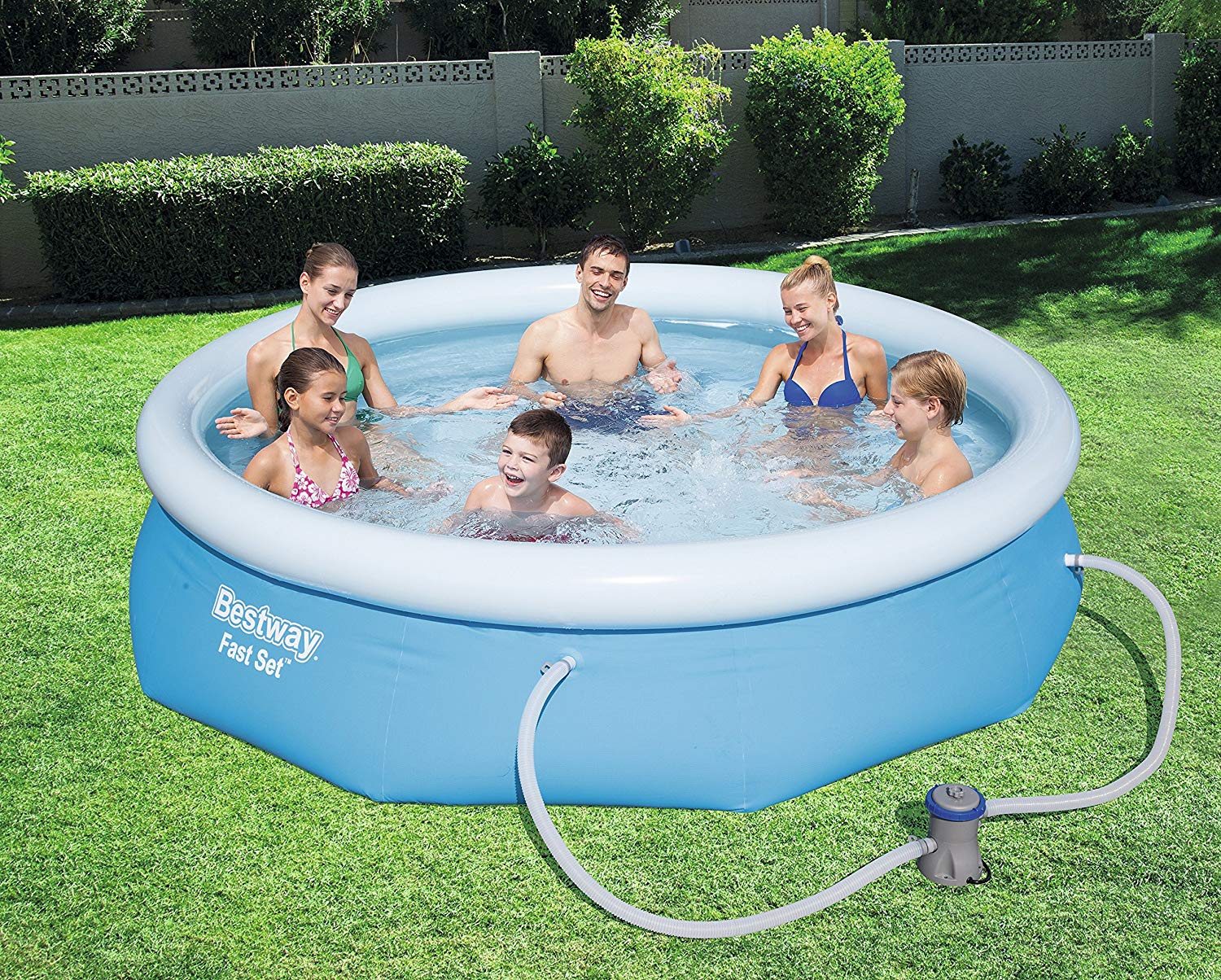 Bestway Inflatable Fast Set Swimming Pool with Pump, 10 feet - EasySpa ...