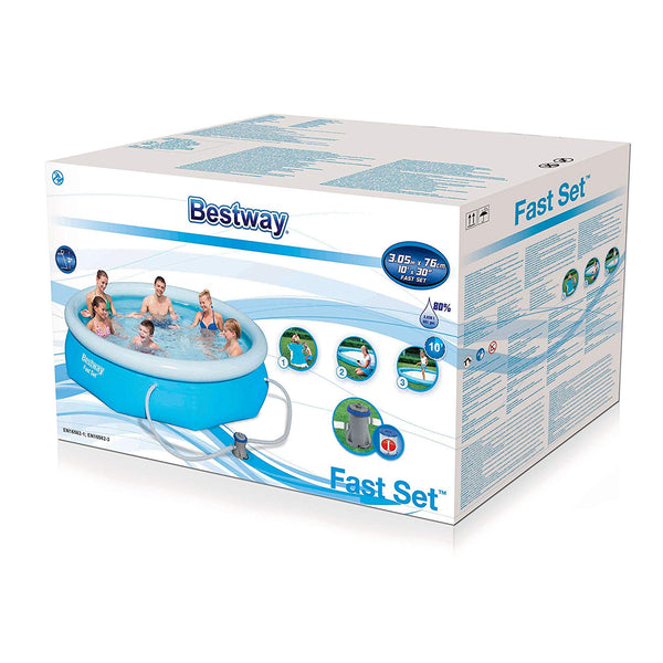 Bestway Inflatable Fast Set Swimming Pool with Pump, 10 feet - EasySpa ...