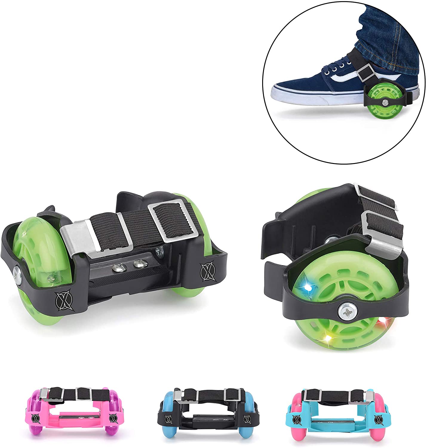 Xootz Heel Wheel Roller Skates, Attachable Shoe Trainer Wheels ...